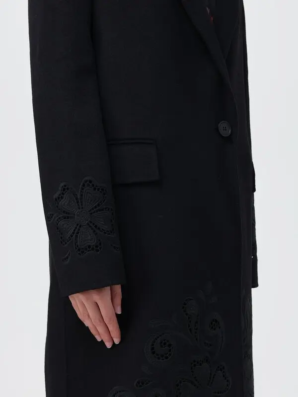 TWINSET Single-breasted Coat With Floral Embroidery