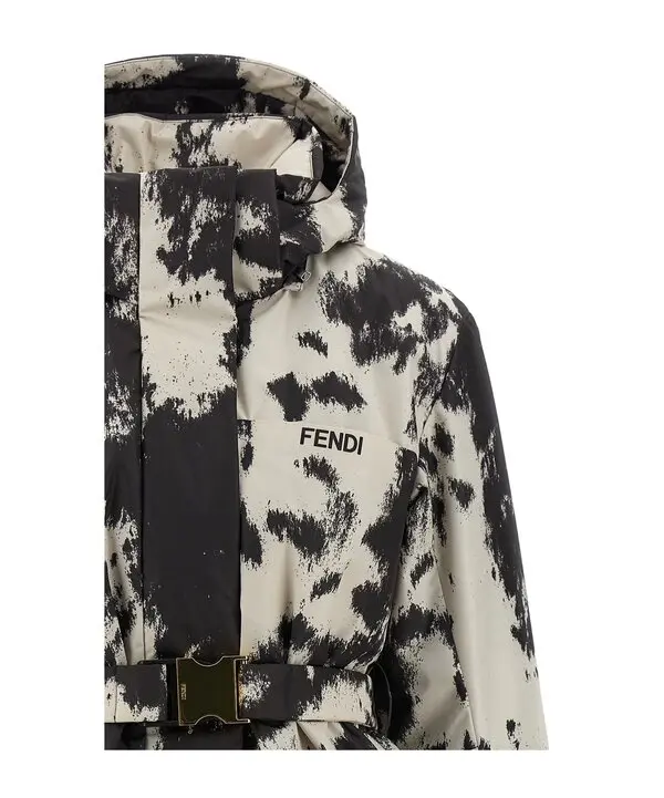 Fendi Belted Hooded Ski Jacket - Black