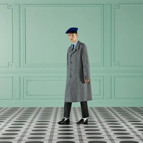 Gucci Single Breasted Houndstooth Checked Coat