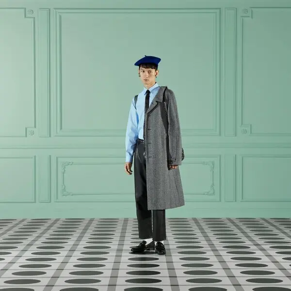 Gucci Single Breasted Houndstooth Checked Coat
