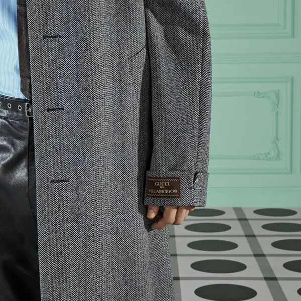 Gucci Single Breasted Houndstooth Checked Coat