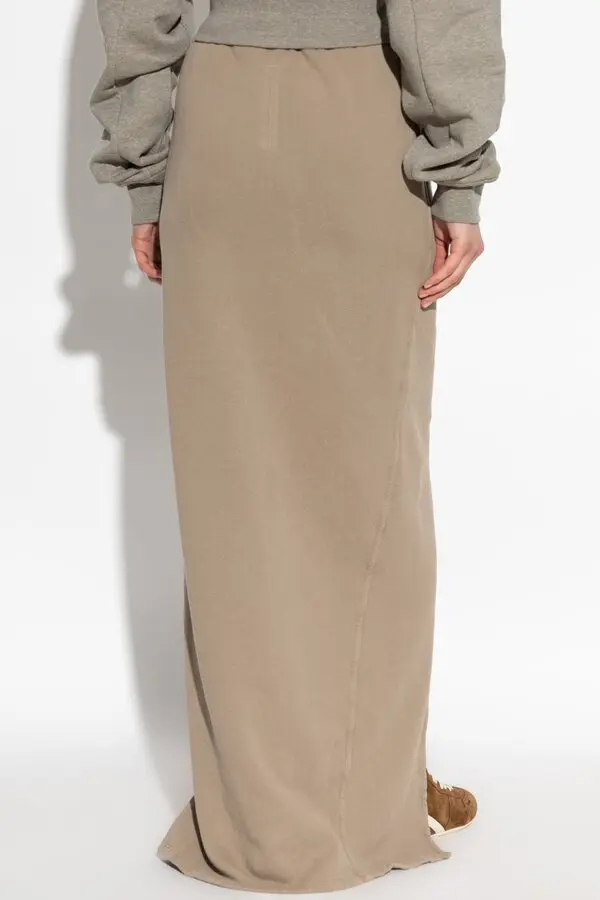 Rick Owens Maxi Skirt With Drawstring And Slit Detail