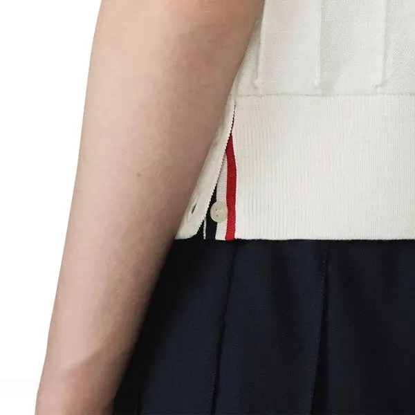 Thom Browne Short-sleeve Knit Top With Lace Trim - No