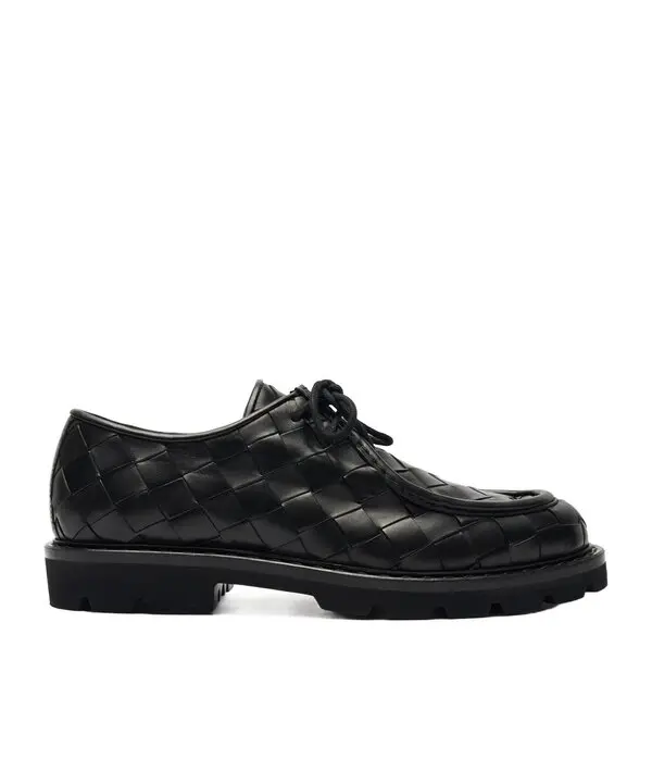 SCAROSSO Damiano Woven Round Toe Lace-up Shoes