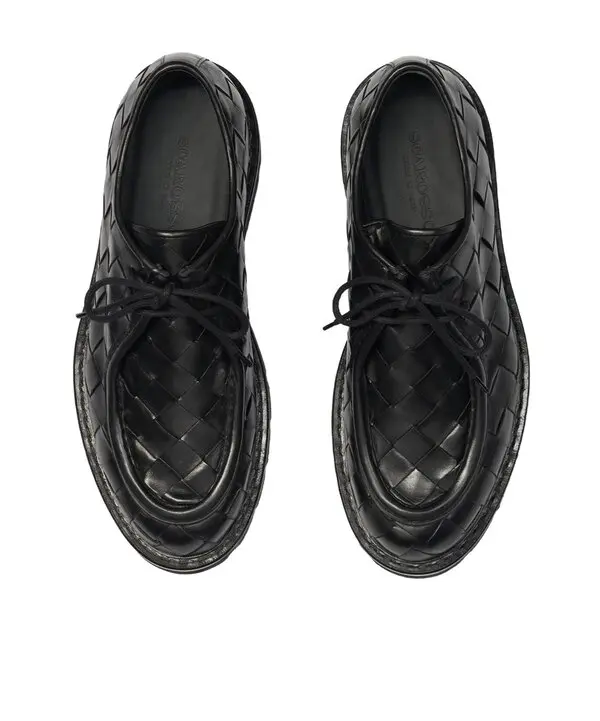 SCAROSSO Damiano Woven Round Toe Lace-up Shoes