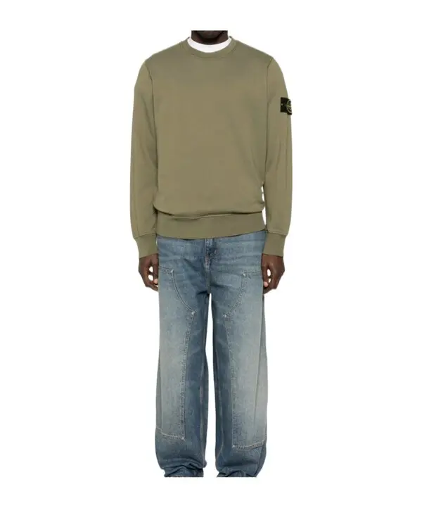 Stone Island Logo Patch Crewneck Sweatshirt - Gray