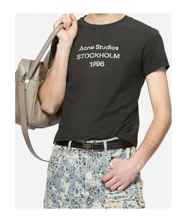 Acne Studios Logo Printed Crewneck T-shirt - Black