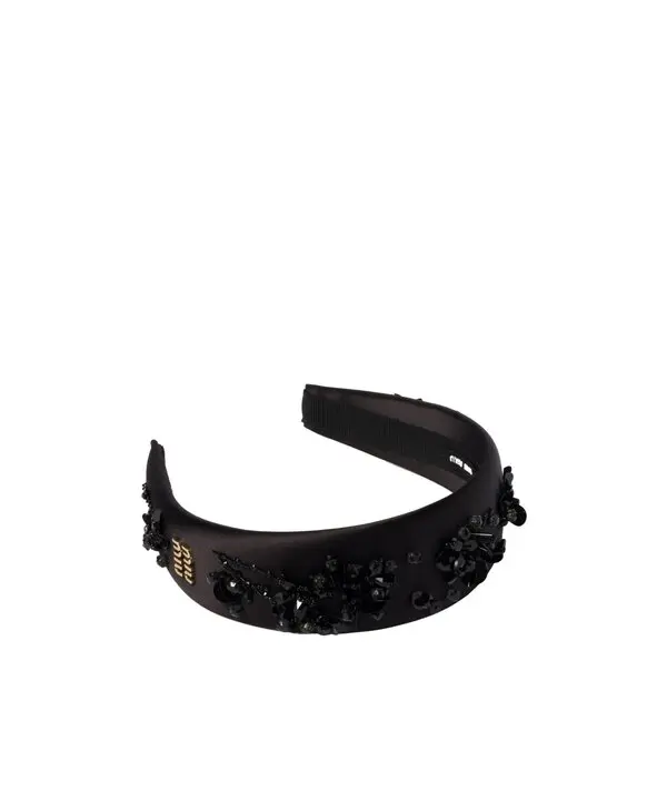 Miu Miu Embellished Duchesse Hairband - Black