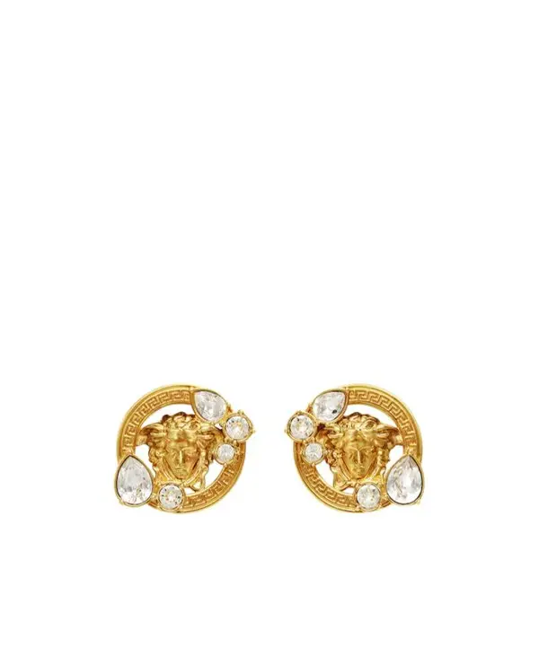 Versace Medusa '95 Embellished Earrings With Crystal - Golden
