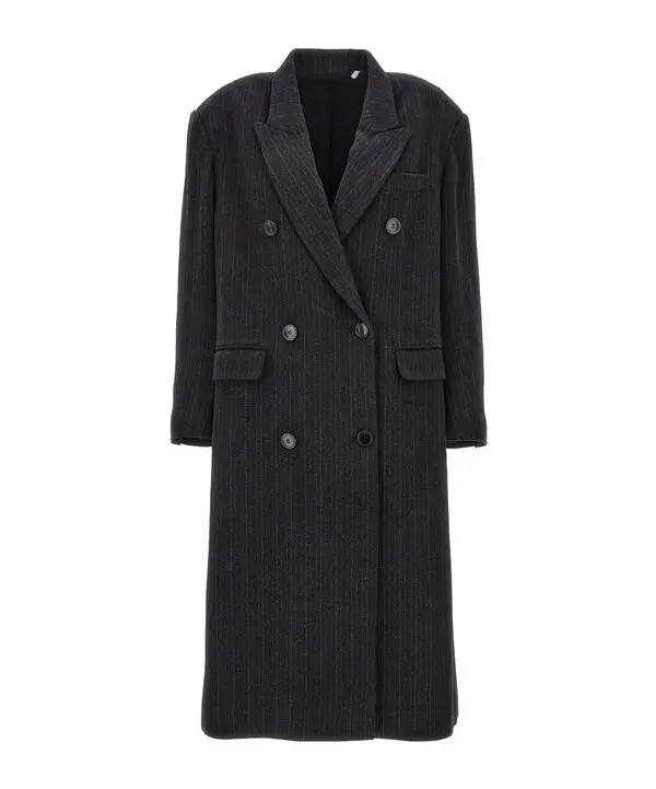 Isabel Marant Étoile Lexana Double-breasted Pinstripe Coat - Black