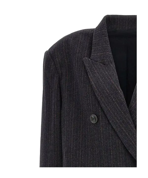 Isabel Marant Étoile Lexana Double-breasted Pinstripe Coat - Black