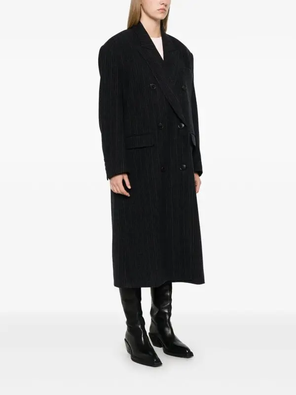 Isabel Marant Étoile Lexana Double-breasted Pinstripe Coat - Black