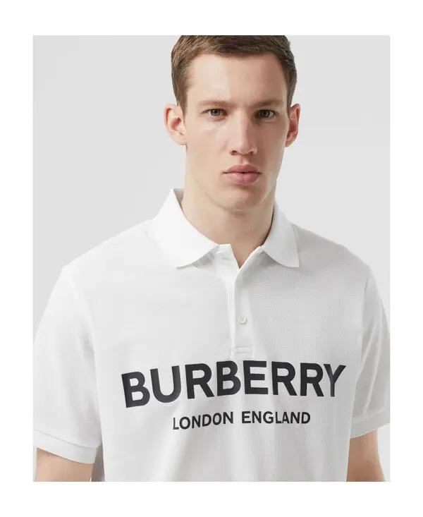 Burberry Logo Print Piqué Polo Shirt