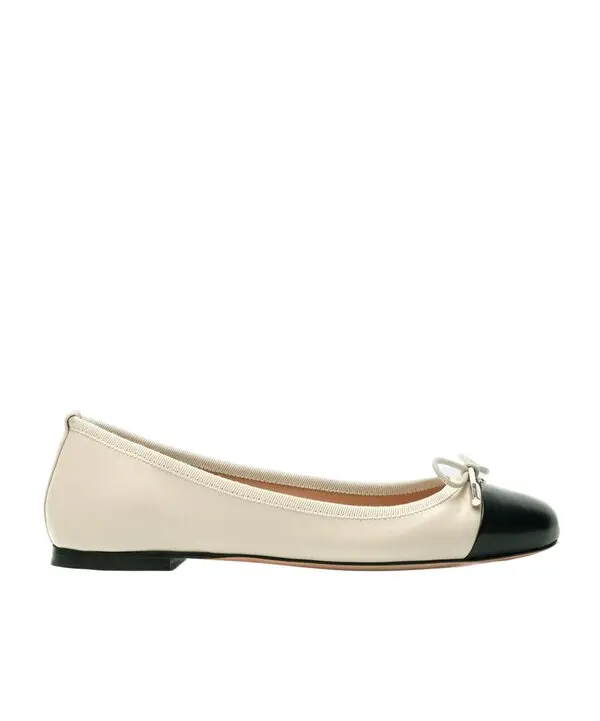 SCAROSSO Carla Ballerina Flats With Bow Detailing - White