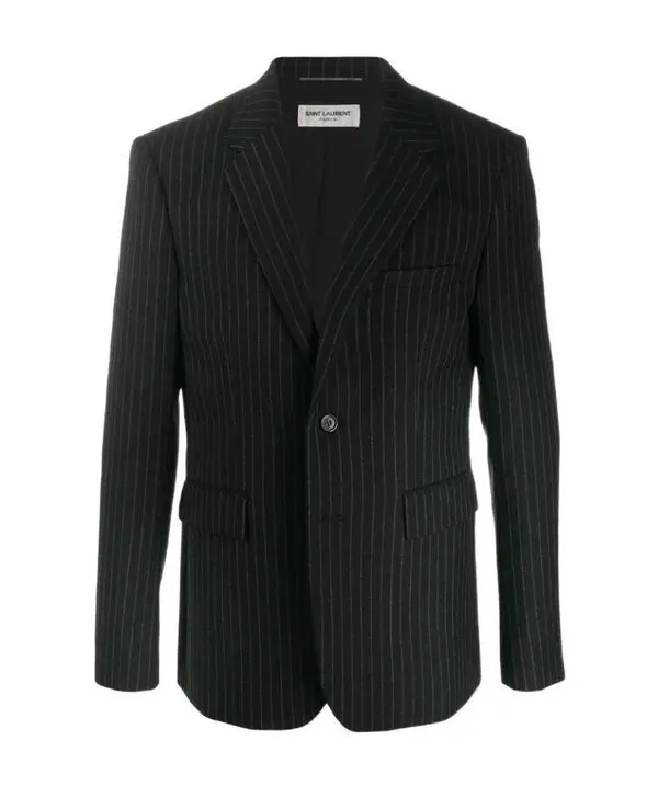 Saint Laurent Pinstriped Buttoned Blazer - Black