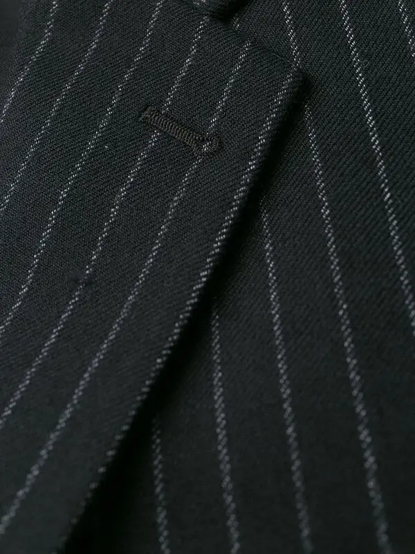 Saint Laurent Pinstriped Buttoned Blazer - Black