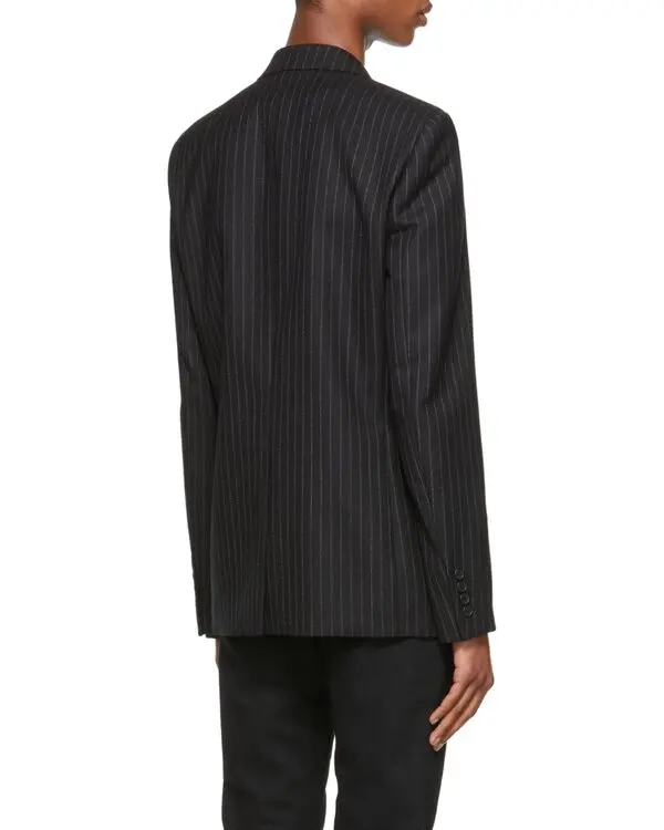 Saint Laurent Pinstriped Buttoned Blazer - Black