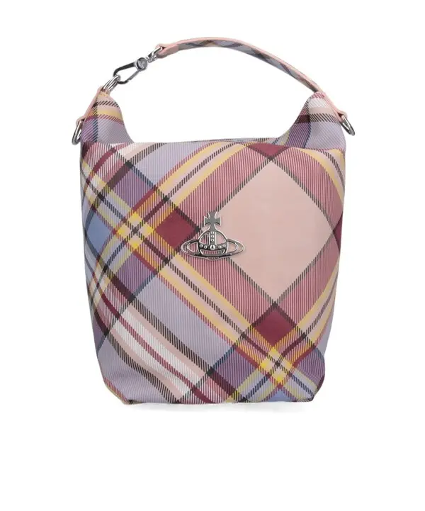 VIVIENNE WESTWOOD Logo Plaque Checked Bucket Bag - Multicolor