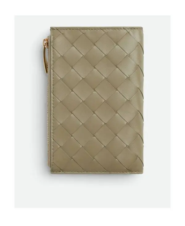 Bottega Veneta Medium Double Fold Zipper Purse - Brown