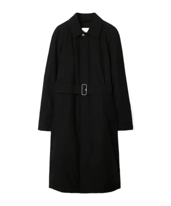 Burberry Belted Waist Long Padded Car Coat - Black
