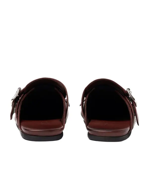 SCAROSSO Gemma Fringed Mule Flat - Cognac