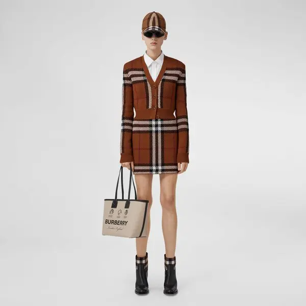 Burberry Kiandra Check Wool Mini Skirt - Brown