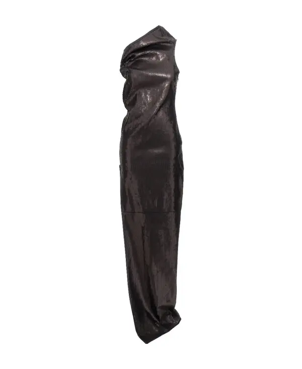 Rick Owens Asymmetrical Neck Sequined Maxi Dress - Black