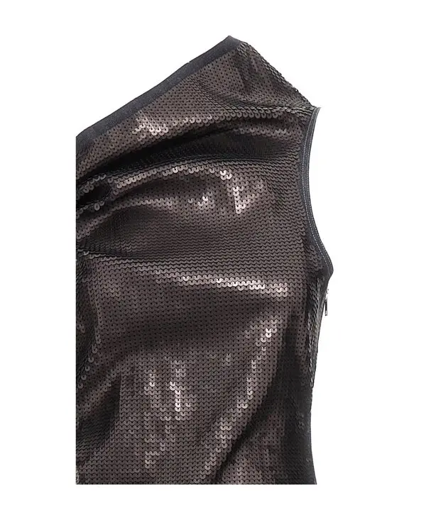 Rick Owens Asymmetrical Neck Sequined Maxi Dress - Black
