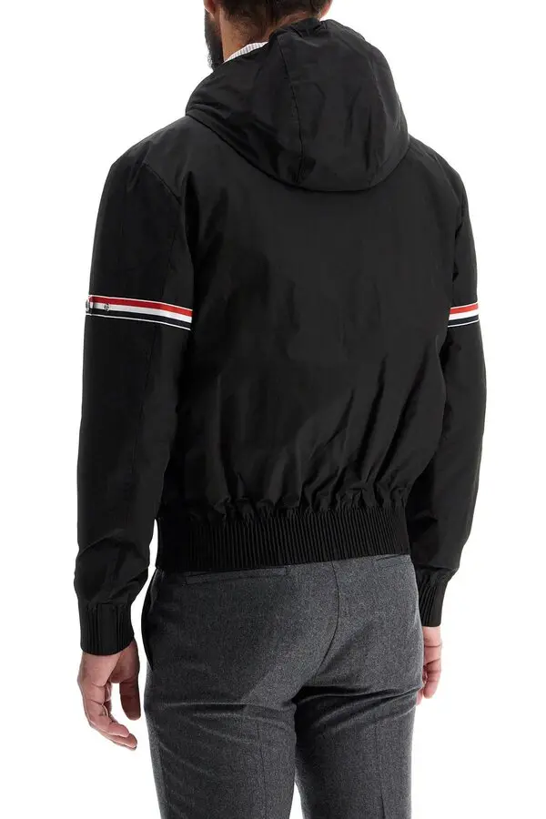Thom Browne Zip-up Hooded Jacket With Striped Detail