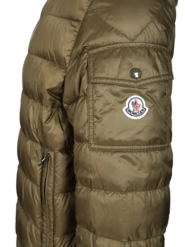 Moncler Zip-up Padded Jacket With Hood - Green