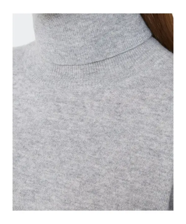Max Mara Educata Ribbed Turtleneck Sweater - Light Gray