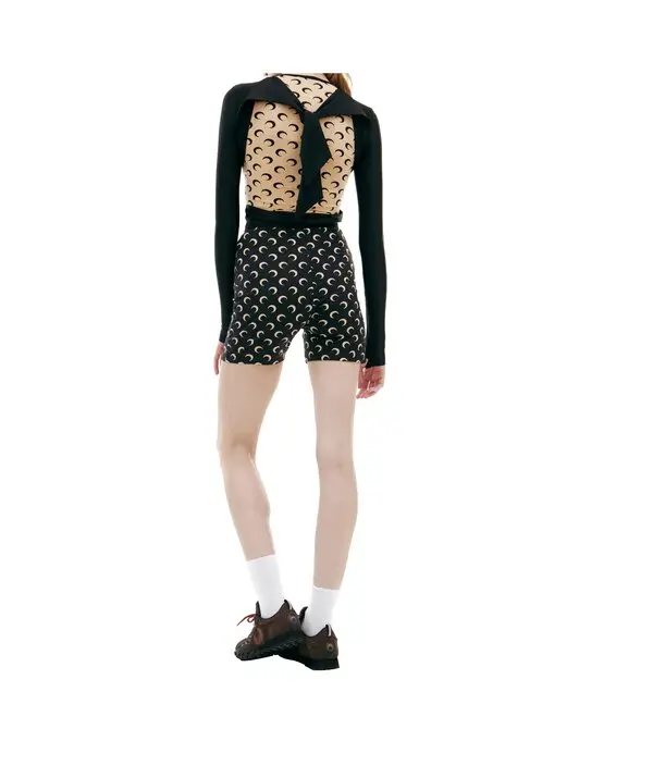 MARINE SERRE All Over Moon Print Elastic Waist Shorts - Black