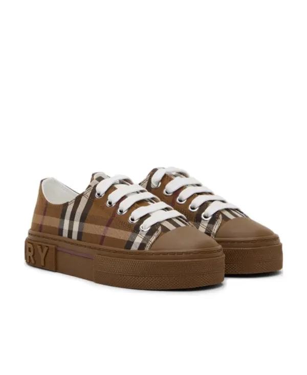 Burberry Checked Lace-up Sneakers With Embossed Heel Logo