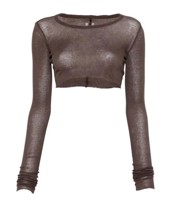 Rick Owens Long Sleeve Cropped Top - Brown
