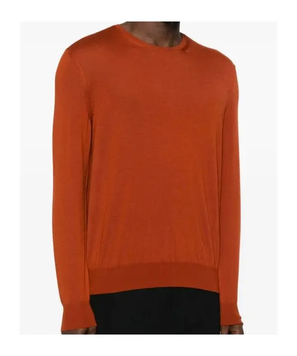 Saint Laurent Crew Neck Long Sleeve Sweater - Brown