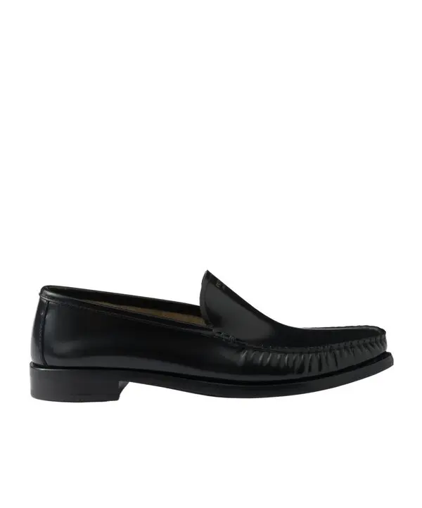 Prada Logo-debossed Ruched Loafers - Black