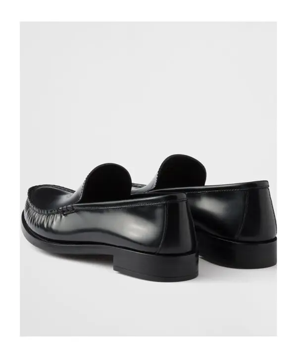 Prada Logo-debossed Ruched Loafers - Black