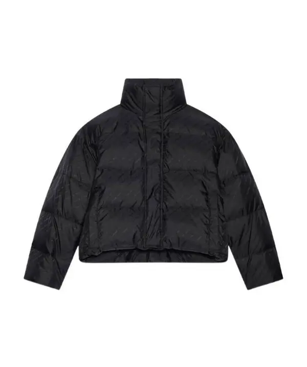 Balenciaga Piumino Allover Logo Bb Puffer Da Donna In Nero - Black