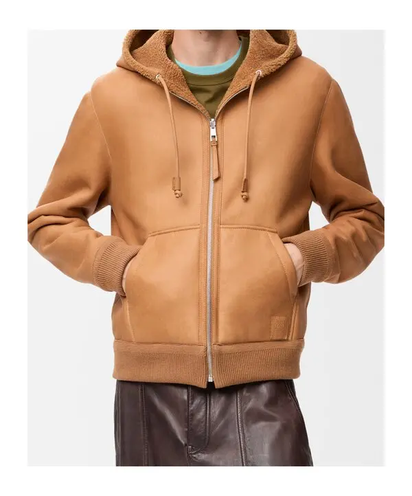 Loewe Hooded Reversible Leather Jacket - Brown