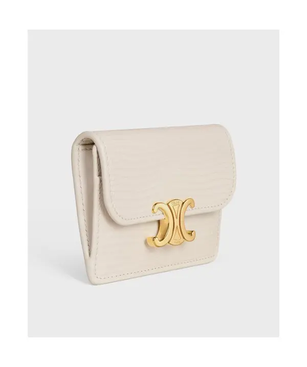 Celine Card Holder With Flap Triomphe In Lizard