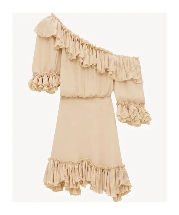 Saint Laurent One-shoulder Ruffled Dress