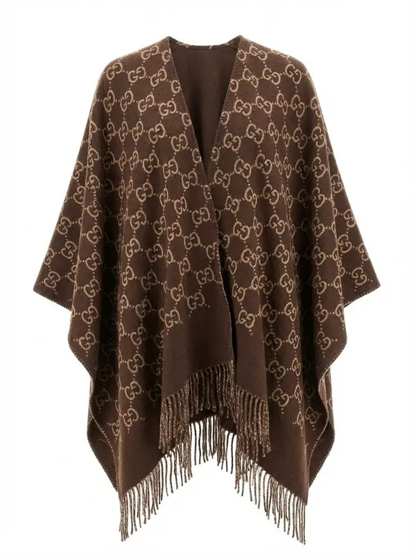 Gucci Gg Jacquard Wool Cape