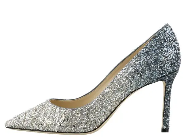 JIMMY CHOO Romy 85 Sequined Pointed Toe High Heels - Gray