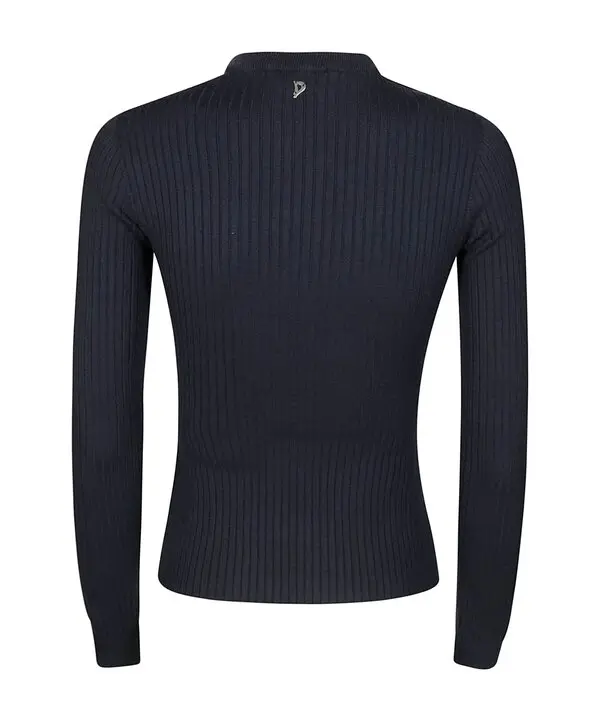 DONDUP Ribbed Button Detailed Crew Neck Sweater