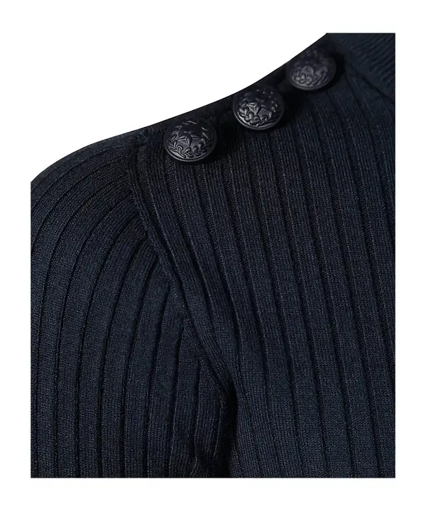 DONDUP Ribbed Button Detailed Crew Neck Sweater