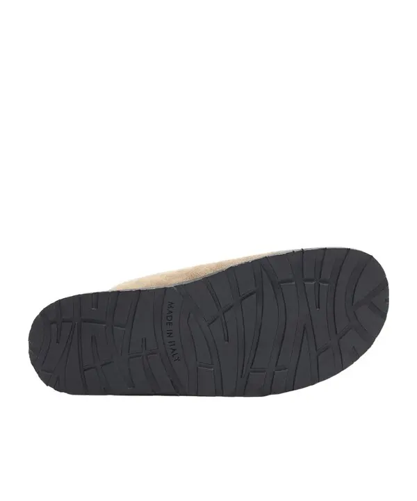 SCAROSSO Enea Buckled Suede Slip-on Sandals - Beige