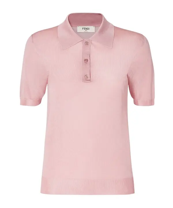 Fendi Short Sleeve Polo Shirt - Pink