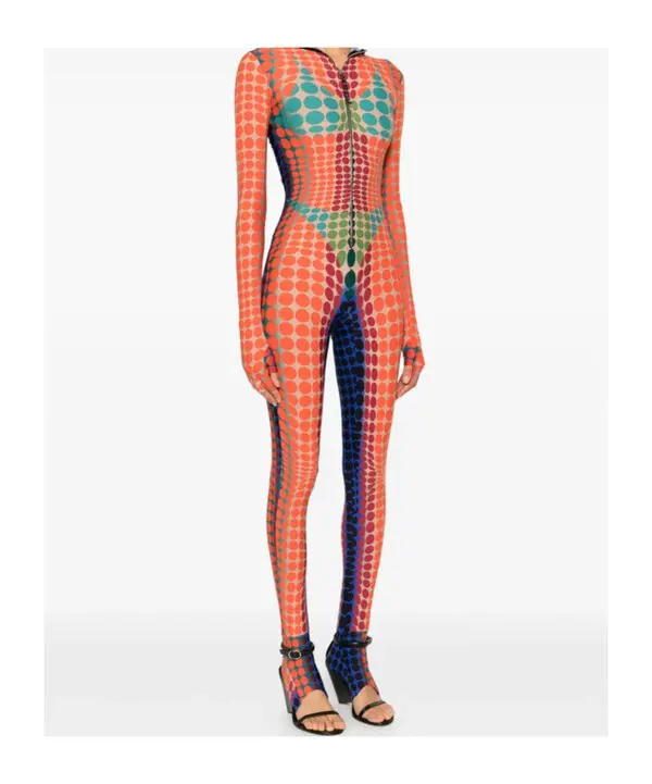 JEAN PAUL GAULTIER Jumpsuit With Polka Dot Pattern And Zipper Closure - Red