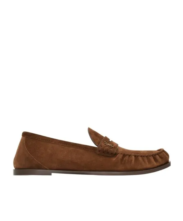 Saint Laurent Logo Plaque Loafers - Brown