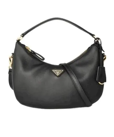 Prada Triangle Logo Shoulder Bag - Black